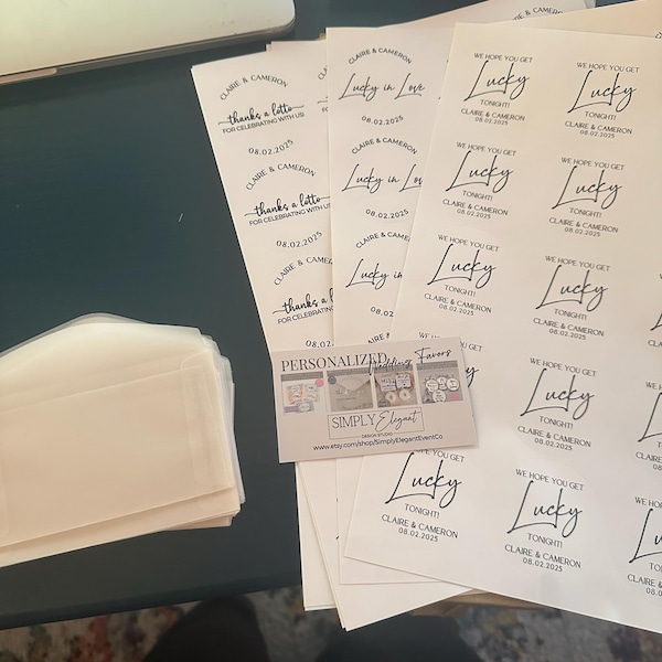 20 Custom Wedding Lottery Favor Stickers for Lotto Ticket Favor ...