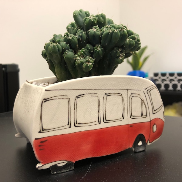 Large Red Van Planter. Perfect Cactus or Succulent Planter. Unique ...