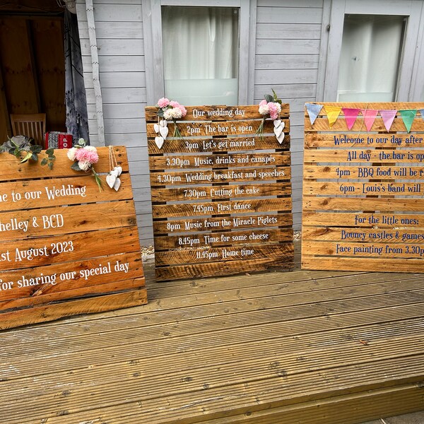 VINYL DECAL for Order of the Day Pallet, Custom Wedding Decal, Wooden ...