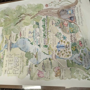 Peter Rabbit Watercolor Map Art Print Easter - Etsy