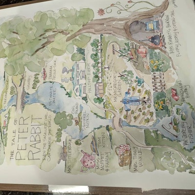 Peter Rabbit Watercolor Map Art Print Easter - Etsy