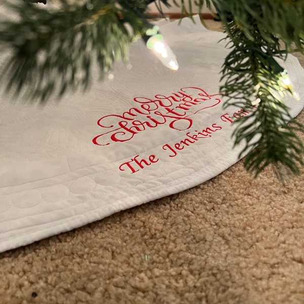 Personalized Christmas Tree Skirt | Monogrammed Christmas Decor ...