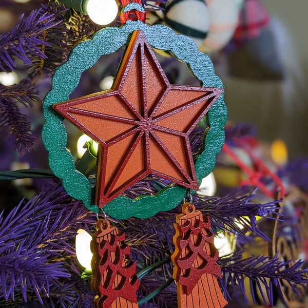 Filipino Parol Wood Ornament - Red & Orange - Etsy