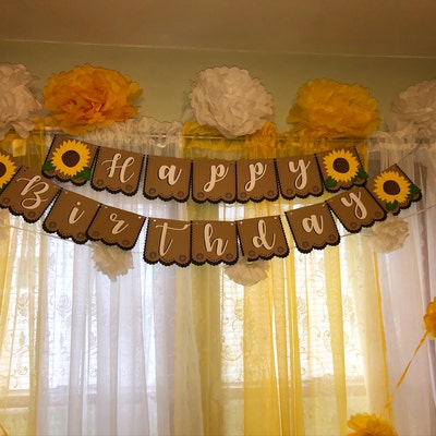 Sunflower Happy Birthday Banner - Etsy