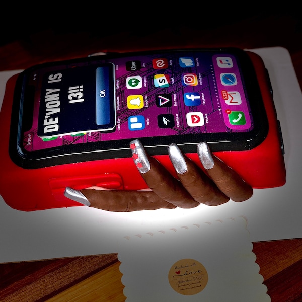 Cell Phone iPhone EDIBLE Cake Topper Image Frosting Sheet, iPhone Cake ...