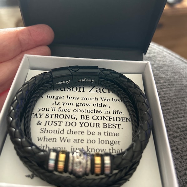 To My/our Grandson Leather Bracelet, Grandson Bracelet Gift From ...