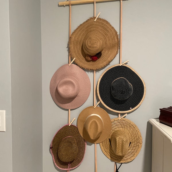 Hat Organizer, Leather Hat Organizer, Hat Rack, Hat Organizer Hanger ...