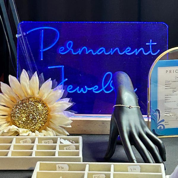 Permanent Jewelry Business Sign Custom Logo Glowing Sign for Popup Shop ...