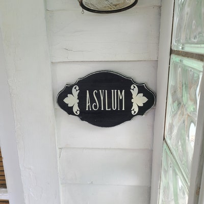 Asylum Gothic Wall Decor, Asylum Sign, Gothic Home Decor, Halloween ...