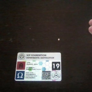 SCP Foundation Departmental ID Card / Badge Customized With Your ...