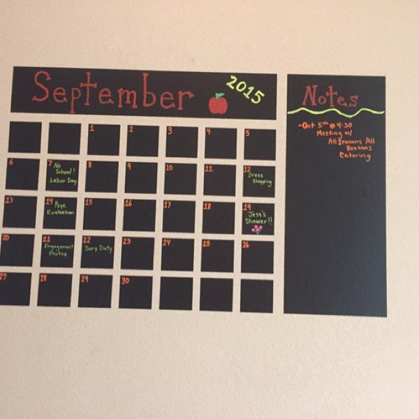 SALE! Chalkboard Calendar Wall Decals - Etsy