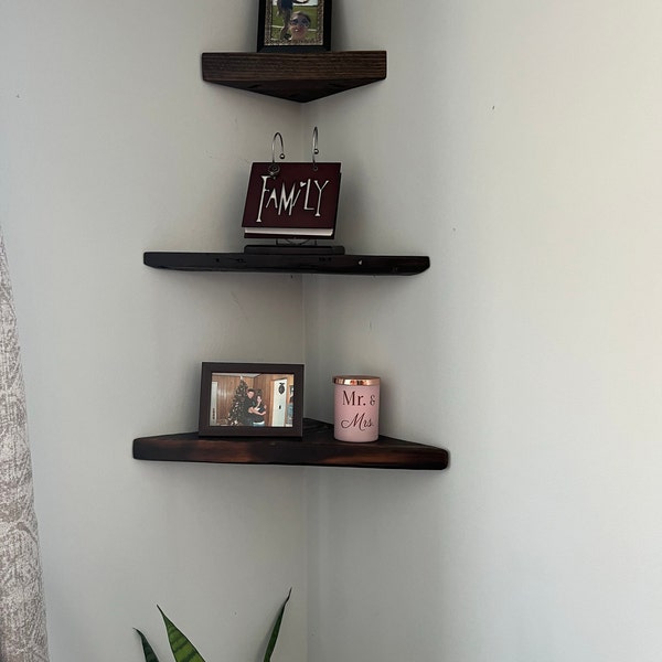 Floating Corner Shelf Natural Corner Shelf Circular Sawn Thick Shelves ...