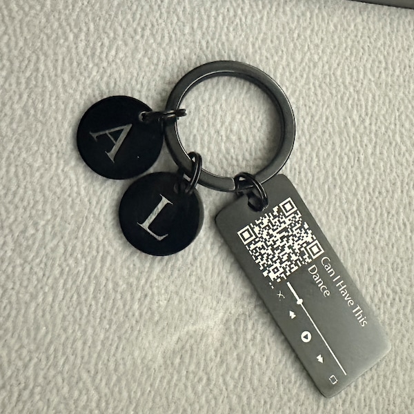 Music or Youtube QR Code, Custom Engraved, Song or Video Link Keyring ...