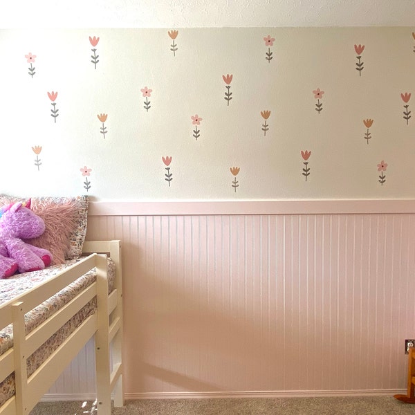 Wildflower Fabric Wall Decals, Boho Floral Decals for Girls Nursery ...