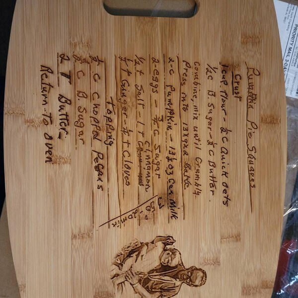 Custom Laser Engraved Cutting Board With a Handwritten Recipe and ...