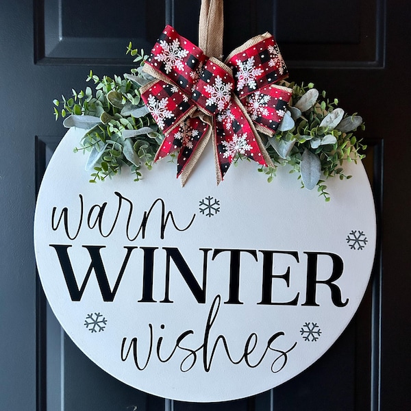 Winter Front Door Decor | Warm Winter Wishes | Winter Front Door Wreath ...