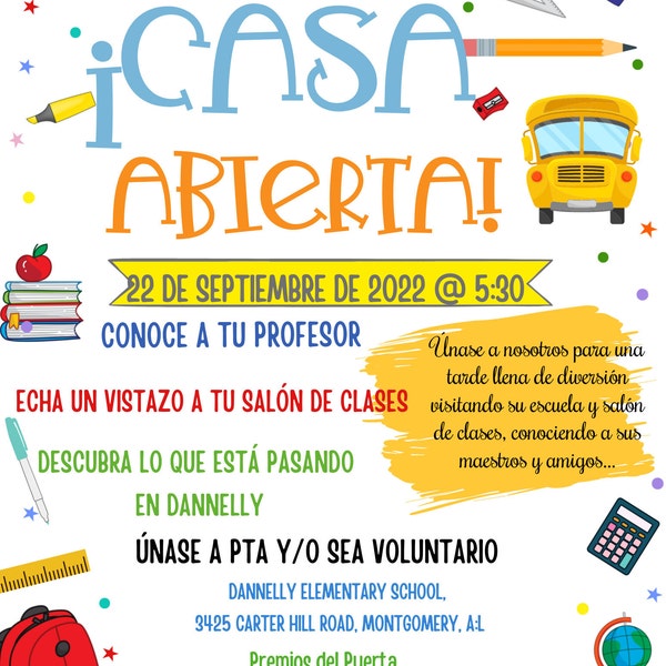 Back to School Open House Flyer for PTO, PTA, Printable Open House for ...