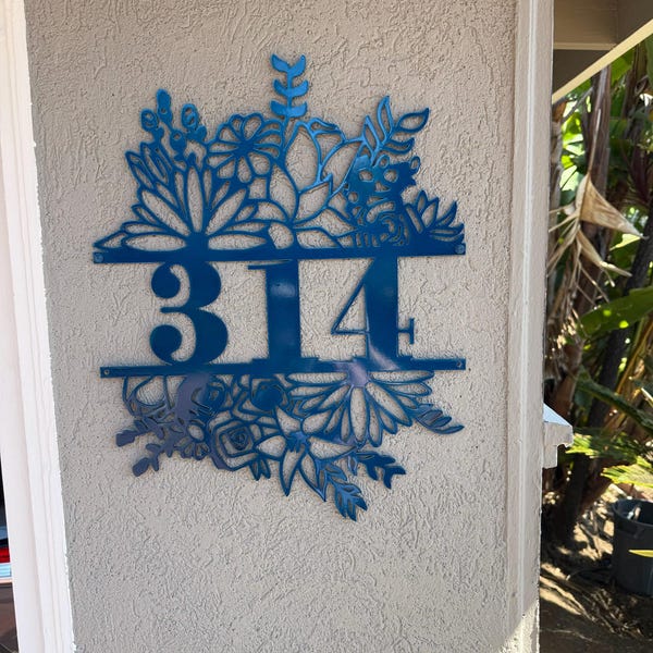 Personalized Floral House Number Sign | Metal House Numbers | Address ...