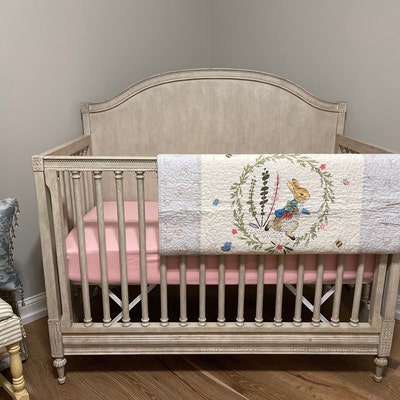 Peter Rabbit Baby Quilt/ Blue Patchwork Baby Quilt/ Ginghams and Dots ...