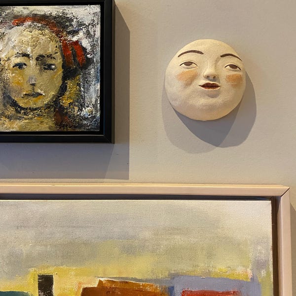 Ceramic Moon With Cute Face, Wall Decoration, Gift for Friend, Lunar ...