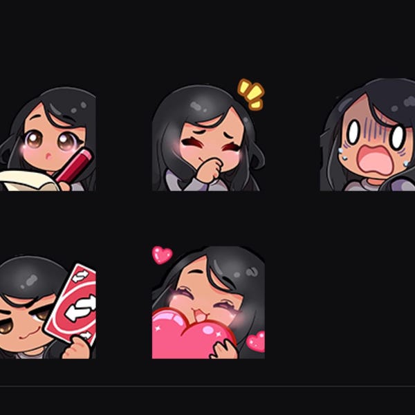 Vampire Girl Twitch Emote Pack - Black Hair Evil Vampire Girl, Kawaii ...