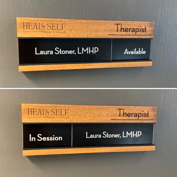Modern Office Door Name Plate - Solid Wood Iroko (african Teak) and ...