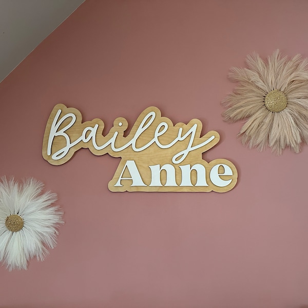 Outline Name Sign, Custom Girl Name Sign, Boho Nursery, Above Crib ...