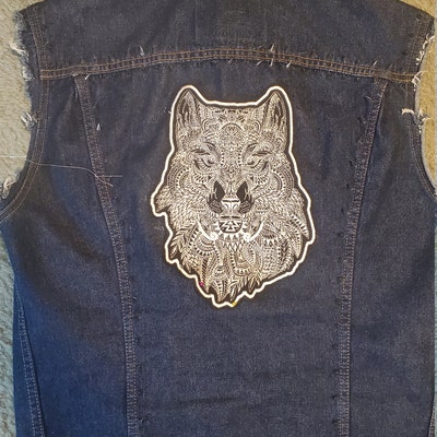 Extra Large Embroidered Wolf Applique Patch, Iron on or Sew On, Jacket ...