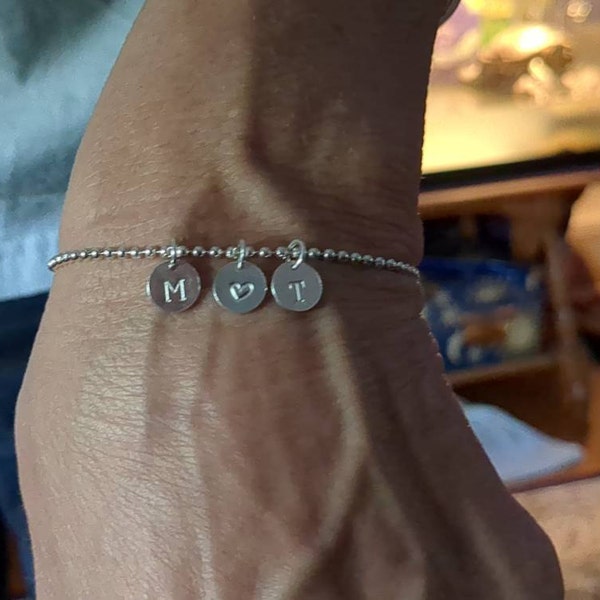 Silver Alphabet Initial Letter Bracelet, Bead Name Zodiac Birthstone ...