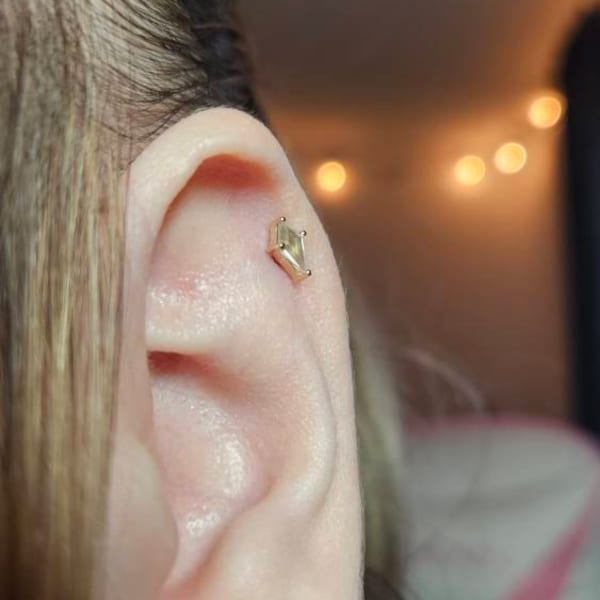 NEW ‣ 14K Solid Gold Vertical Helix Chain Piercing • Unique Gold ...