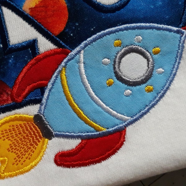 Rocket Ship Applique Embroidery Design, Space Ship Machine Embroidery ...