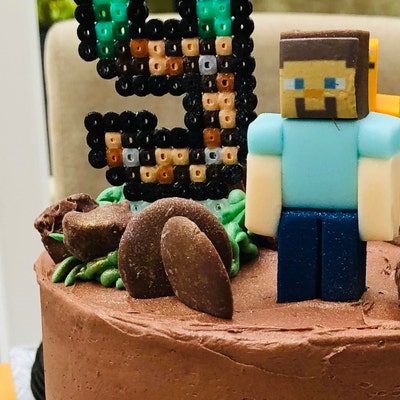 Handmade Minecraft Themed Numbered Cake Toppers 5,6,7,8,9,10,11,12 ...