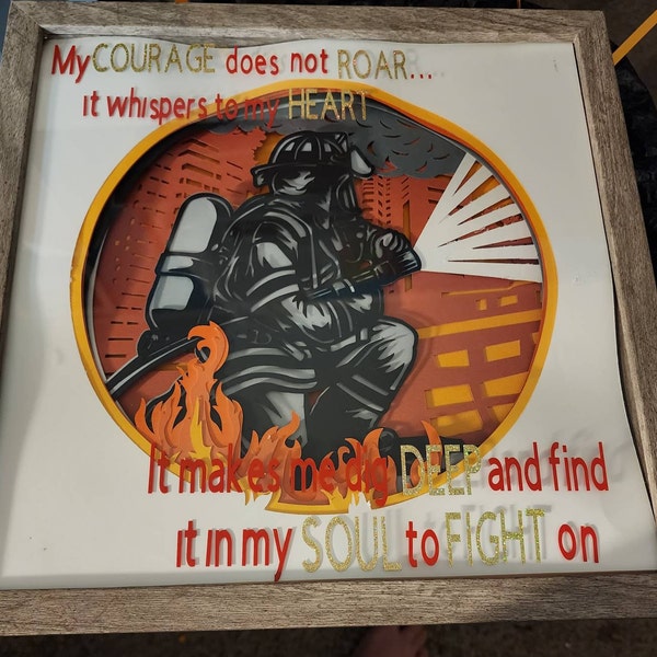 Firefighter Svg Light Box - Fireman Shadow Box - Firefighter 3D Paper ...