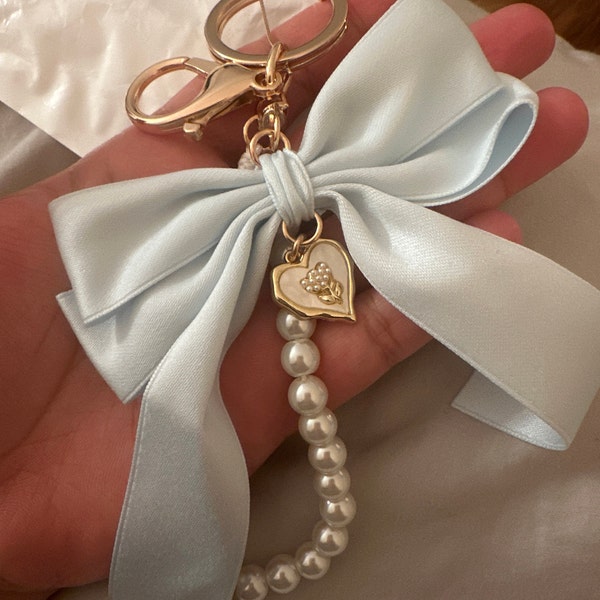 Pearl Chain Pendant Key Chain Heart Pearl Car Key Chain Bag Pendant ...