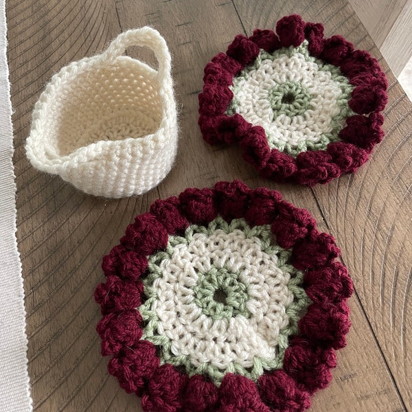 CROCHET PATTERN - Flower Pot Coaster Set Crochet Pattern Flower Bouquet ...