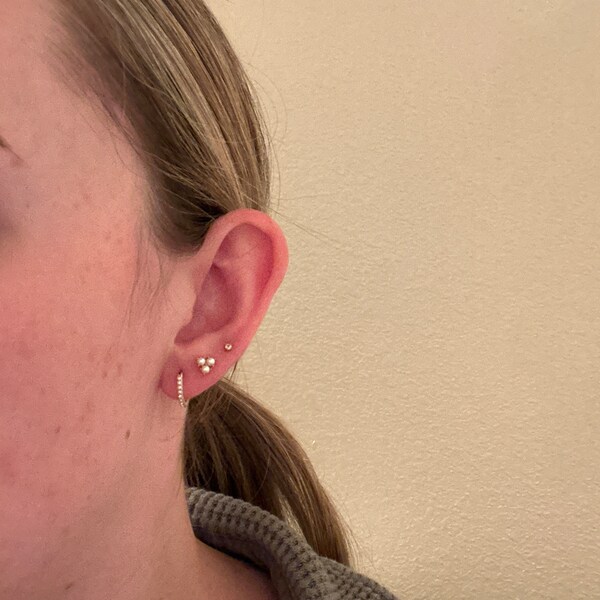 14K Rose Gold Round Stud Screw Back Earrings, Children Girls Womens ...