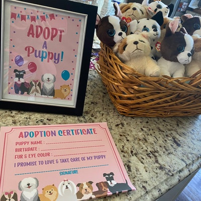 Puppy Party Signs Printable Instant Download Adopt a Puppy Vet Check up ...