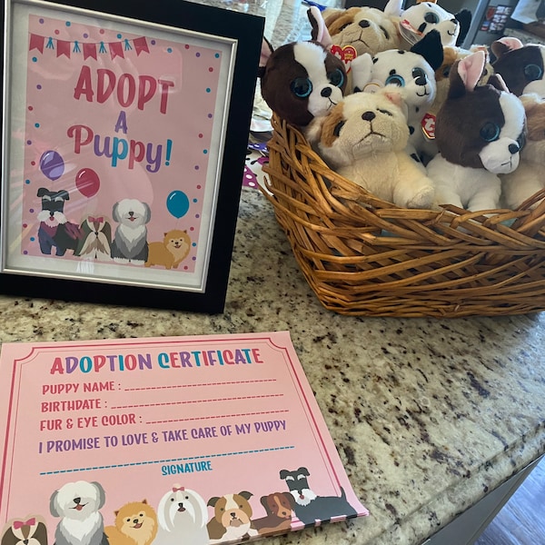 Puppy Party Signs - Printable - Instant Download - Adopt a Puppy - Vet ...