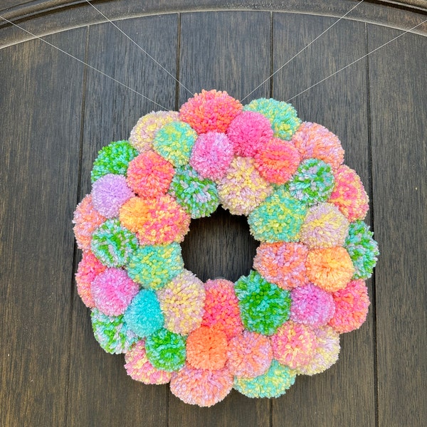 10” Jumbo Pastel Pink Pom Pom Daisy, Handmade Yarn Wall Art, Island ...