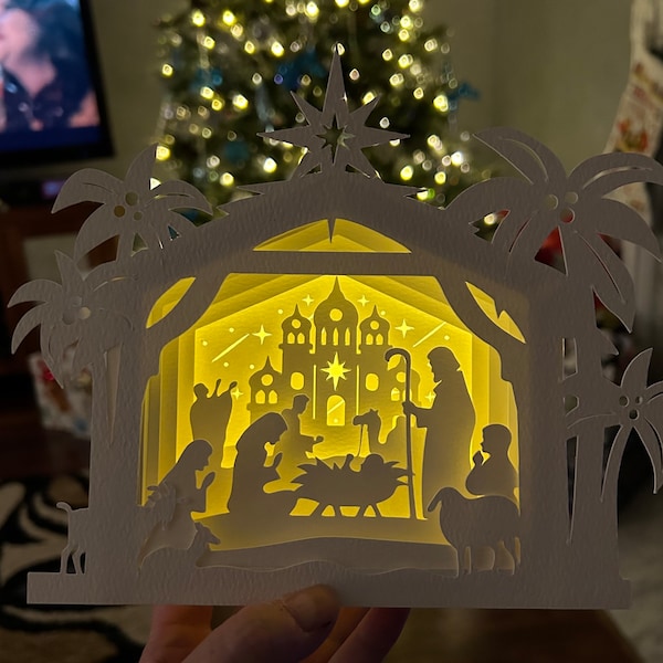 Pack 3 Nativity Scene Lanterns Shadow Box SVG for Cricut Projects DIY ...