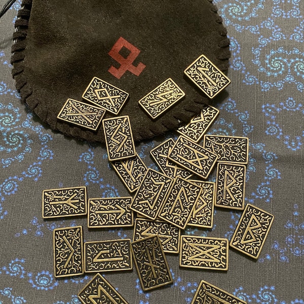 Metal Bronze Brass Rune Set Elder Futhark Norse Shamanic Odin Magic ...