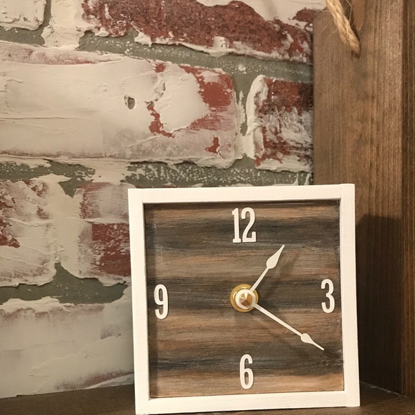 Small Wood Desk Clock, Modern Rustic Handcrafted Minimalist Home Decor ...