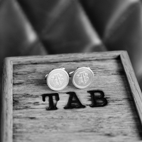 Silver Personalised Monogram Cufflinks, Engraved Cufflinks, Custom ...