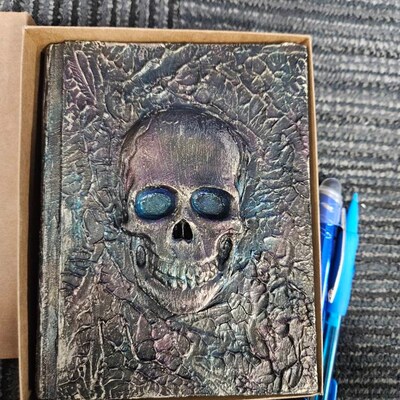 Large Horror Book With Skull, Gothic Grimoire Junk Journal Handmade ...