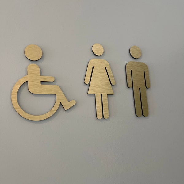 Metal Bathroom Figures - Set of 3. All Gender Handicap Accessible ...