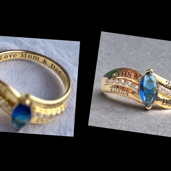 Customized Sterling Silver Women’s High School Class Ring – Gem ...