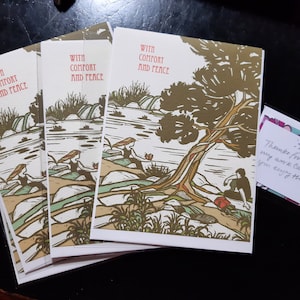 Linocut Waterfall Congratulations Card, Tropical Party College ...