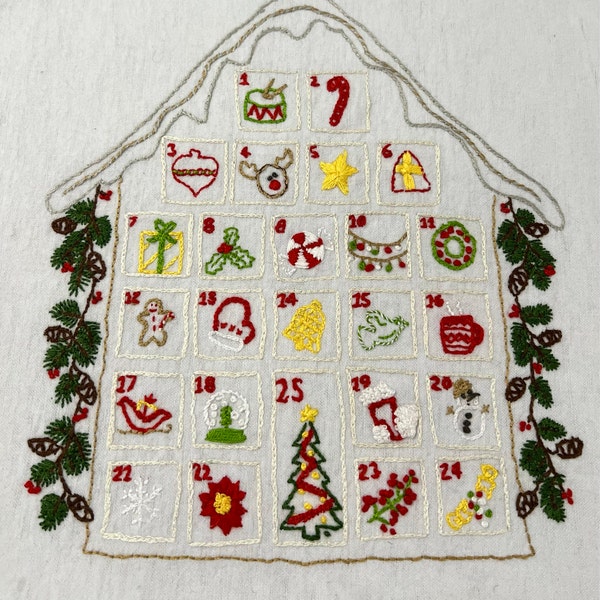 Advent Calendar Hand Embroidery Pattern, Stitch-a-day DIY Christmas ...