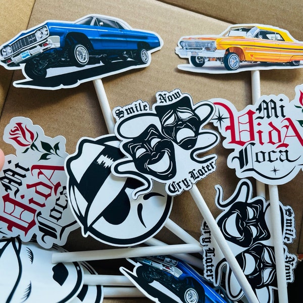 Lowrider, Mi Vida Loca Cupcake Toppers, Lowrider Theme Party, Cholo ...