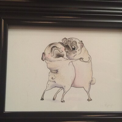 Old Love Pug Art Print Pug Love Artwork, Square Art Print, Love Print ...
